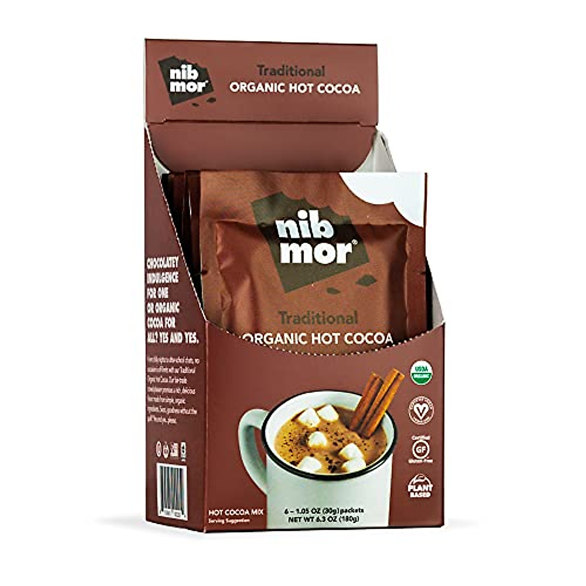nib mor Vegan Hot Chocolate Packets or Cold Drinking Chocolate Mix | Traditional | Pack of 12 Satchets | Gluten Free, Organic Hot Cocoa