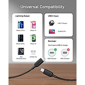 Anker USB C to Lightning Cable (1ft), Powerline III MFi Certified Fast Charging Lightning Cable for iPhone 13 13 Pro 12 Pro Max 12 11 X XS XR 8 Plus, AirPods Pro, Supports Power Delivery (Black)