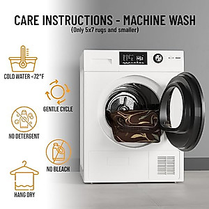 Machine Washable Leaves Design Non-Slip Rubberback 5x7 Traditional Area Rug for Living Room, Bedroom, Kitchen, 5' x 6'6", Brown