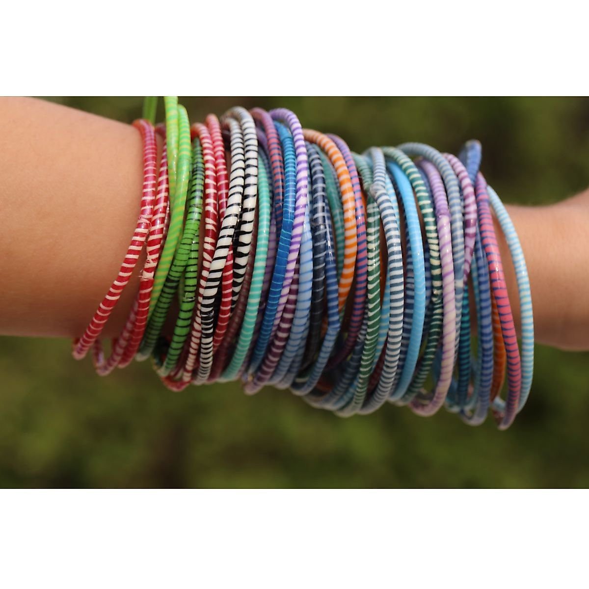 NewCharms 10 Teal and White Recycled Flip Flop Bracelets Hand Made in Africa