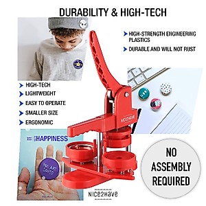 Nice2Have Button Maker Machine 2.25 inch (58mm) - (100pcs Buttons,5pcs Bottle Openers,5pcs Fridge Magnets, 500+ Free Designs,Circle Cutter&Magic Book&Paper) - Installation-Free Pin Maker Machine