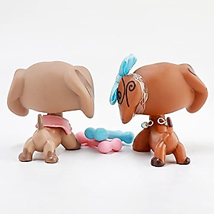 Collectable lps Dachshund, 2pcs lps Dachshund Dog 932 640 with lps Accessories Bow Bone Jacket Necklace Clear Peg Bobble Head lps Pet