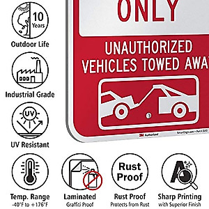 SmartSign - K-8727-EG-12x18 "Reserved Parking For Tenants, Unauthorized Vehicles Towed" Sign | 12" x 18" 3M Engineer Grade Reflective Aluminum Red on White