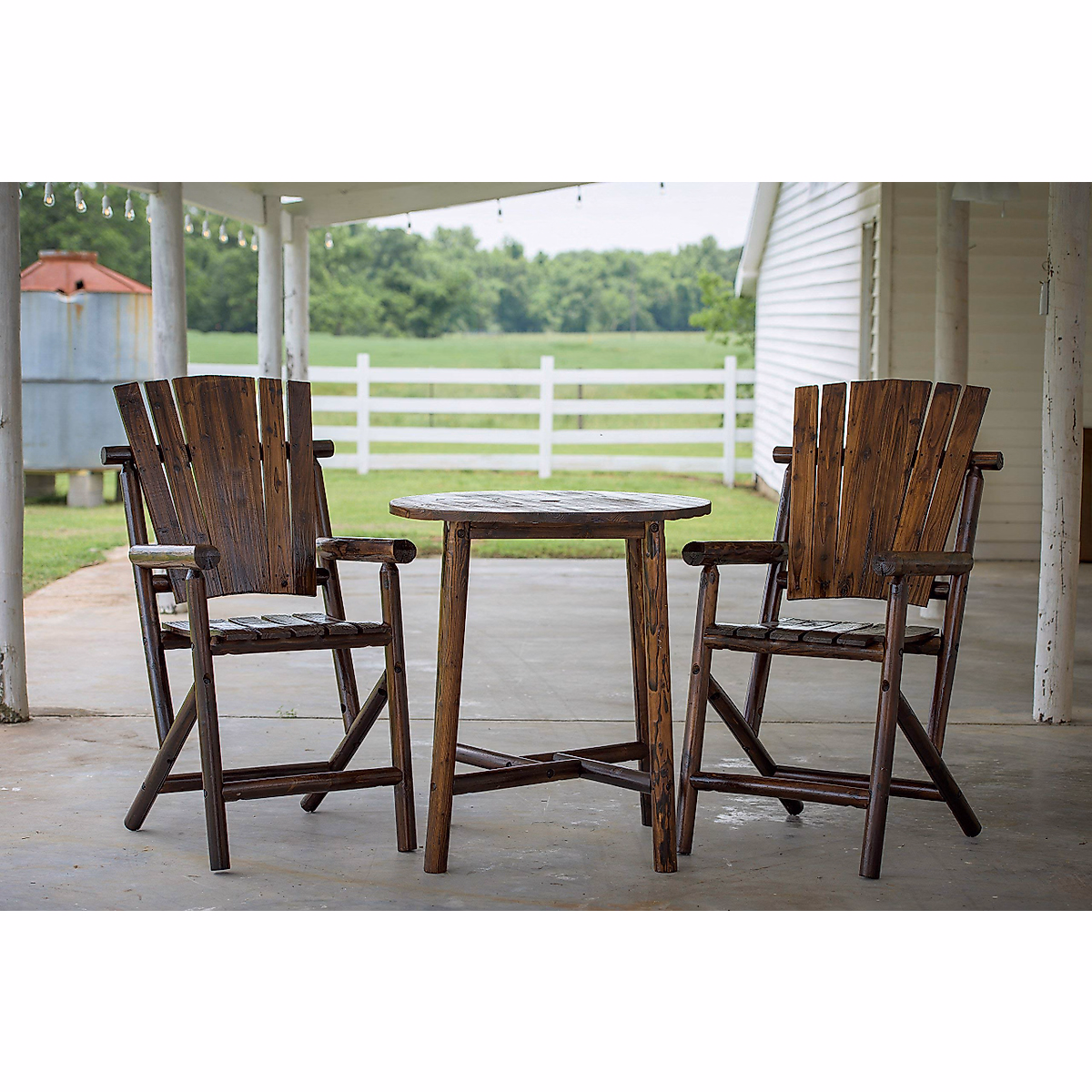 Leigh Country Bar Arm Chair with Star, Solid Back