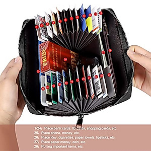 Geestock Large Capacity Credit Card Wallet, 24 Slots RFID Blocking Leather Card Holder Wallets, Zipper Organizer Accordion Wallet for Women Men, Black