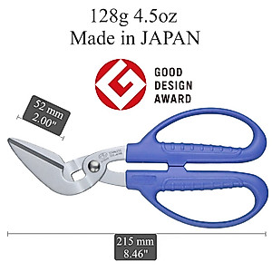 CANARY Corrugated Cardboard Scissors, Heavy Dudy Craft Scissors Japanese Stainless Steel Blade, Made in JAPAN, Blue (PS-6500H)