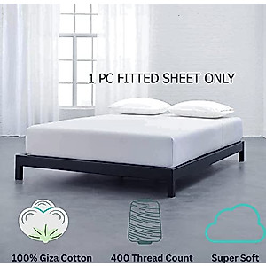 MyGiza Sheets California King Fitted Sheet, 100% Giza Egyptian Cotton, 400 Thread Count, White, 72"x84"