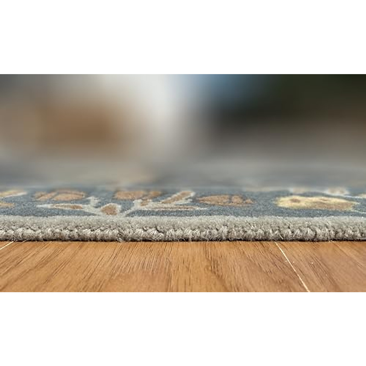 Restoration and Renovation Handmade Floral Adeline Beige/Blue Tulips Traditional Crafted Wool Area Rug for Living Room Bedroom and Kitchen (Blue, 4X6 FT)