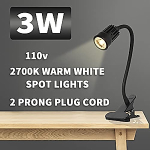 LED Clamp Clip on Light Reading Lights, 3w Clip Bedside Lamp Clamp Desk Lamp, 360°Flexible Gooseneck Book Light for Desk Bedside Headboard, Table Lamp for College Dorm,Home,Nail Art ,Tattoo Lamp 2Pack