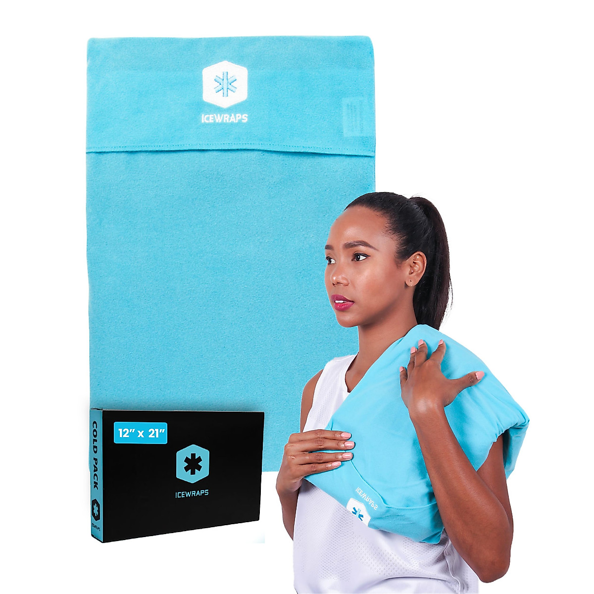 ICEWRAPS 12"x21" Extra Large Ice Pack with Soft Fabric Cover | Clay Ice Pack for Physical Therapy | Soft Ice Packs for Injuries Reusable Blue