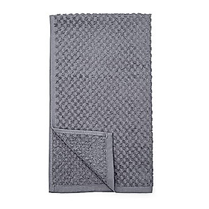 Amazon Basics 100% Cotton, Soft & Absorbent, Popcorn Texture Terry Kitchen Dish Towels, 28"L x 16"W, Grey Stripe, Pack of 4