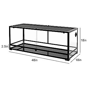 REPTI ZOO 67 Gallon Reptile Large Terrarium Newly Upgraded All Glass 48" x 18" x 18" Double Hinge Door with Top Ventilation Reptile Terrarium(Knock-Down)