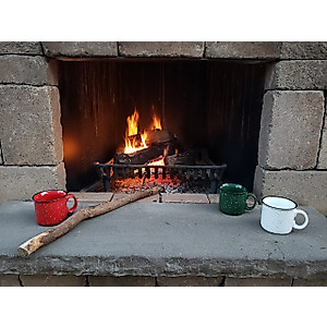 Essential Drinkware 14oz Ceramic Campfire Coffee Mug (Set of 4), Red with Speckled Finish - Durable Thick Walled Camping Style Cup for Outdoors or Home