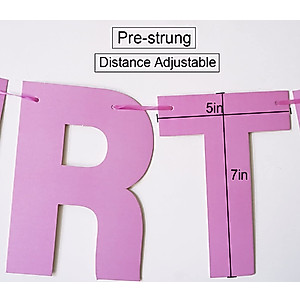 Prestrung Pink Happy Birthday Banner - Pink Happy Birthday Sign Garland Bunting Party Banner, Pink Birthday Decorations for Girls & Women