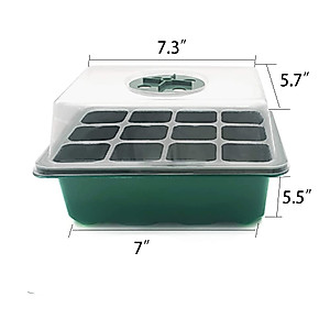 VANLAN Seed Starter Tray, 10 Pack Seed Starter Kit with Dome and Base, Humidity Adjustable Greenhouse Grow Trays for Seeds Growing Starting (Green（12 Cells）)