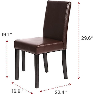 Dining Chairs Set of 4 PU Cushion Dining Room Chairs, Comfortable Parsons Chair Kitchen Chairs, Modern Industrial Upholstered Chairs Suitable for Home, Bistro Coffee Shops, Brown Furniture Urban Style