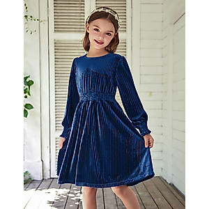 Arshiner Baby Girl Xmas Dress Winter Fall Dress for Kids Twirly Patry Formal Frock (Blue, 8-9 Years)