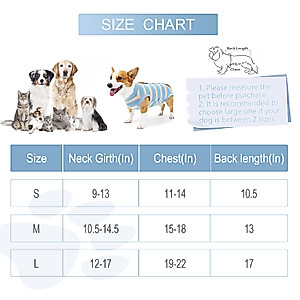 SHIAOMIN Pet Recovery Suit After Surgery - Abdominal Wounds Breathable Striped Leisure Wear Shirt, E-Collar Alternative Cats Dogs Neuter Spay Anti Licking Clothes for Male Female Pets (Large)