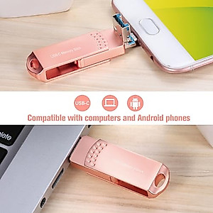 USB Flash Drive 1TB USB C Thumb Drive Phone Photo Stick 3in1 USB 3.1 Memory Stick External Storage Richwell for Android Devices,Computers and MacBook USB C-1TB AZ Pink