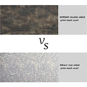 WINWAY Sniper Veil Camo Scarf Double Printing Tactical Military Camouflage Mesh Scarves for Hunting Shooting Wild Photography