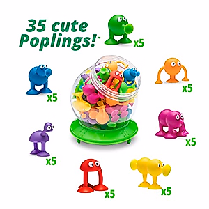 Poplings - The Original Suction Cup Toys in UFO Container - 35 pcs - Sensory Kids Bath Game