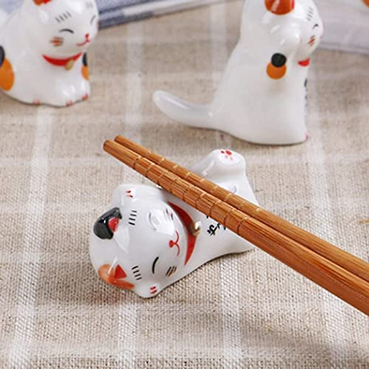 Cat Chopsticks Rest Dinner Spoon Stand Knife Fork Holder, Delightful Cat Shaped Chopsticks Holder, Ceramic Pattern Chopsticks Rest Rack Spoon Fork Knife Holder Rack Practice Furnishing Articles