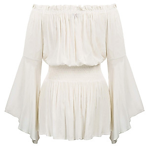 Hanna Nikole Womens Plus Size Off Shoulder Bell Sleeve Ruffle Blouses Tunic Shirts Ivory 22W