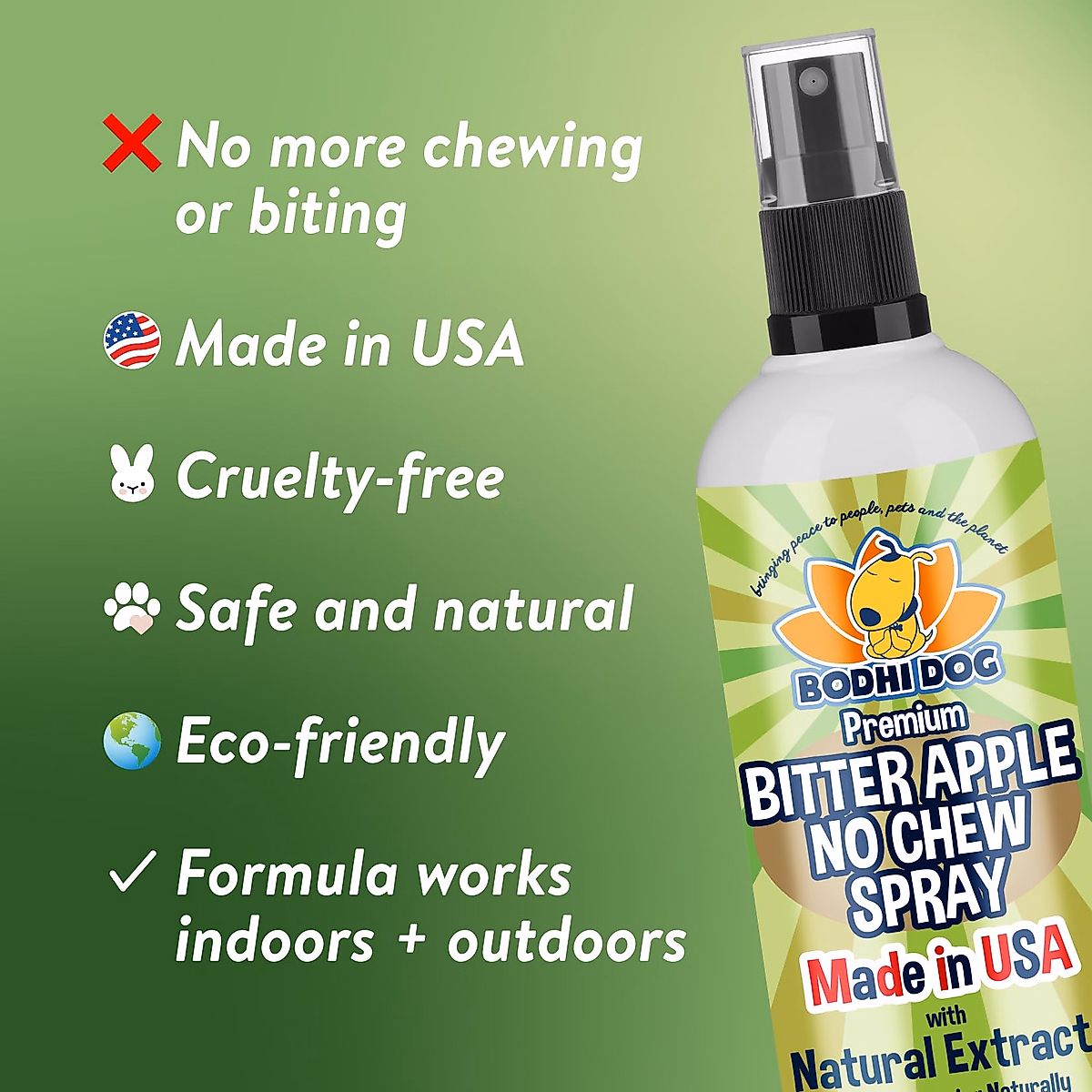 Bodhi Dog Bitter Apple No Chew Spray - Natural Training Aid for Dogs & Puppies - Discourages Pet from Chewing and Biting on Furniture, Shoes, Plants & More - Safe, Humane - Made in USA (8 Fl Oz)