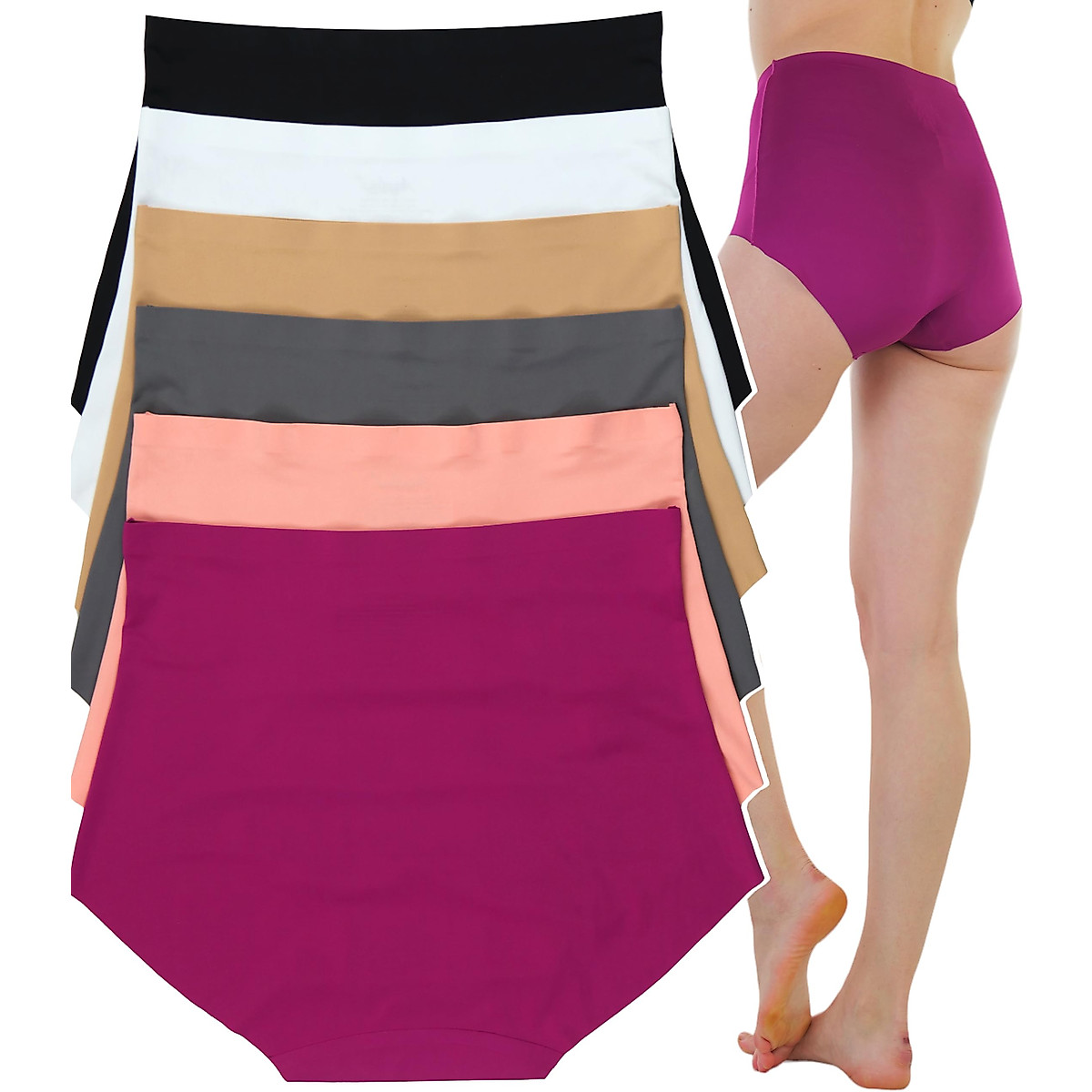 ToBeInStyle Women's 6 Pack High Laser Cut Panties - Assorted - XL