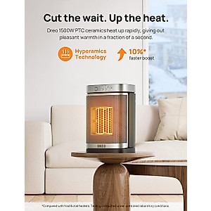 Dreo Space Heater with Motion Sensor, 2022 Upgraded 1500W Electric Heater with 70° Oscillating, Digital Thermostat, Remote Control, Motion Detection, Auto Turning On/Off, for Garage, Office, Indoor