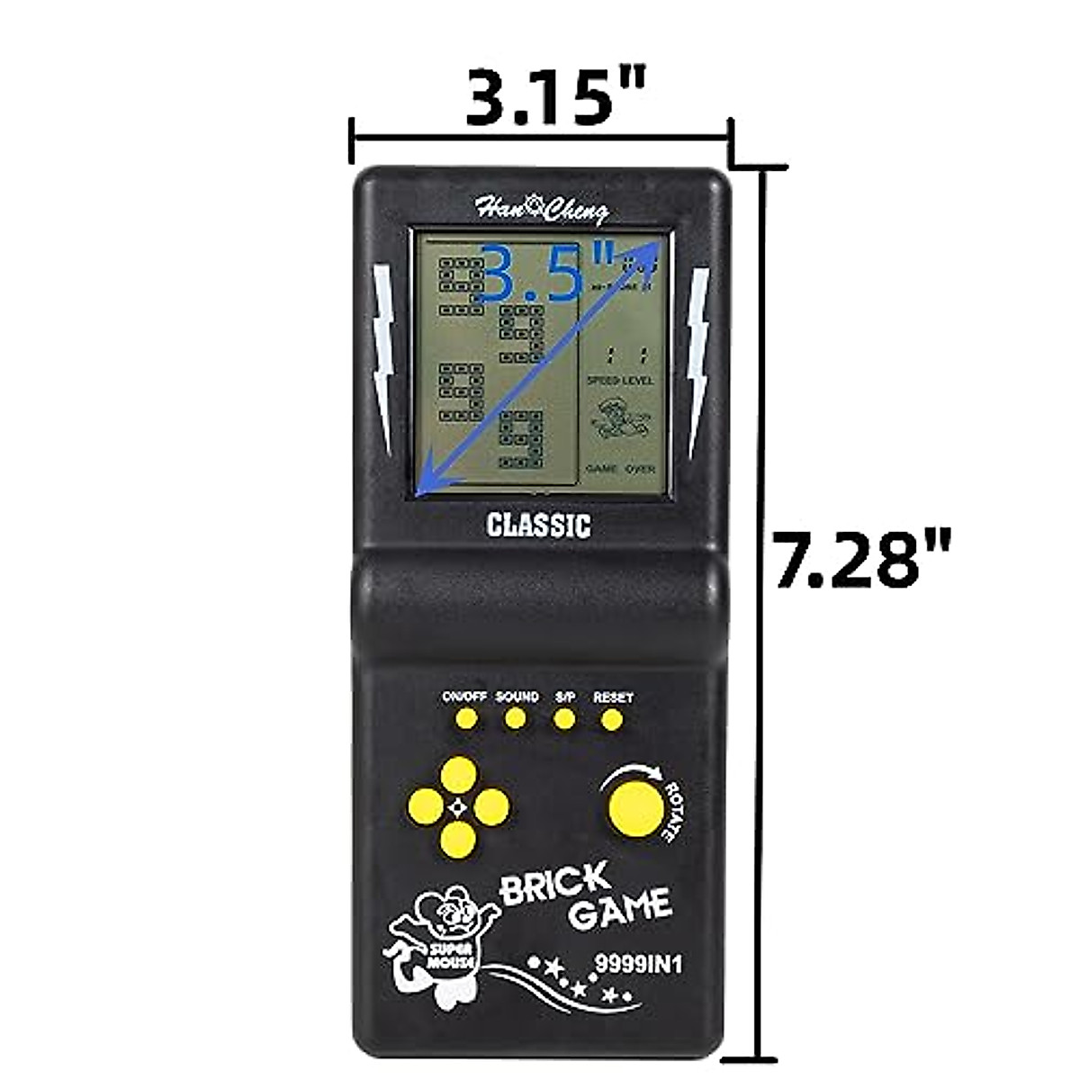 Desyeryamimi 3 Pcs Black Handheld Brick Game Console,3.5-inch Large Screen Back to School Handheld Building Block Tank Racing Electronic Game,Build in 23 Classic Games for Adults or Kids (3 Pcs Tetri)