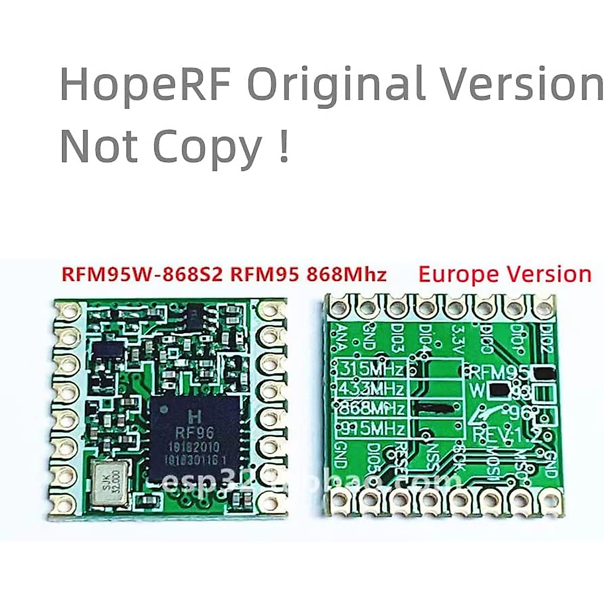 Lubeby Smart HopeRF Original sx1276 Based RF Module, LoRa1276 RFM95W 915Mhz Lora Ultra Long Range Transceiver (RFM95W (915MHz) * 2 PCS)