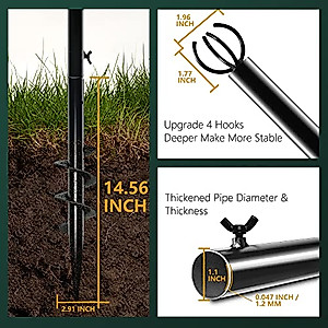 OGoeesy String Light Poles 9.3FT Poles for Outdoor String Lights Spiral Anchor Patio Lighting Stand, 28Φ Metal Posts for String Light, Light Poles for Yard Wedding Parties Home Decor (2 Set)