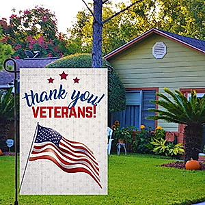 PAMBO Thank You Veterans Memorial Day Garden Flag | Vertical Double Sided Outdoor & Yard Flag for Patriotic Flag, November Veterans Day Decoration 12.5" x 18"