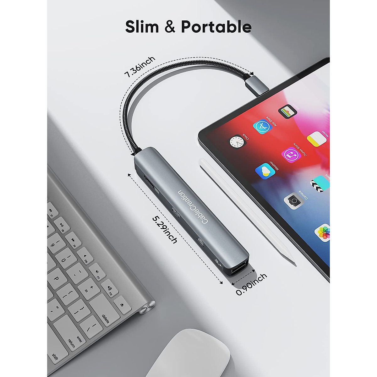 CableCreation 6-in-1 USB-C Hub/Multiport Adapter with 4K 60HZ HDMI, USB C Data Port, 1Gbps Ethernet, 100W Power Delivery, 2 USB 3.0 Port, for MacBook Pro Air M1, iPad Pro Air 2022-2018, XPS