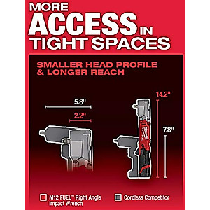 Milwaukee M12 FUEL 1/2" Right Angle Impact Wrench - No Battery, No Charger, Bare Tool Only