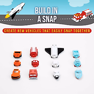 POPULAR PLAYTHINGS Mix or Match Vehicles, Magnetic Toy Play Set, Micro Vehicles
