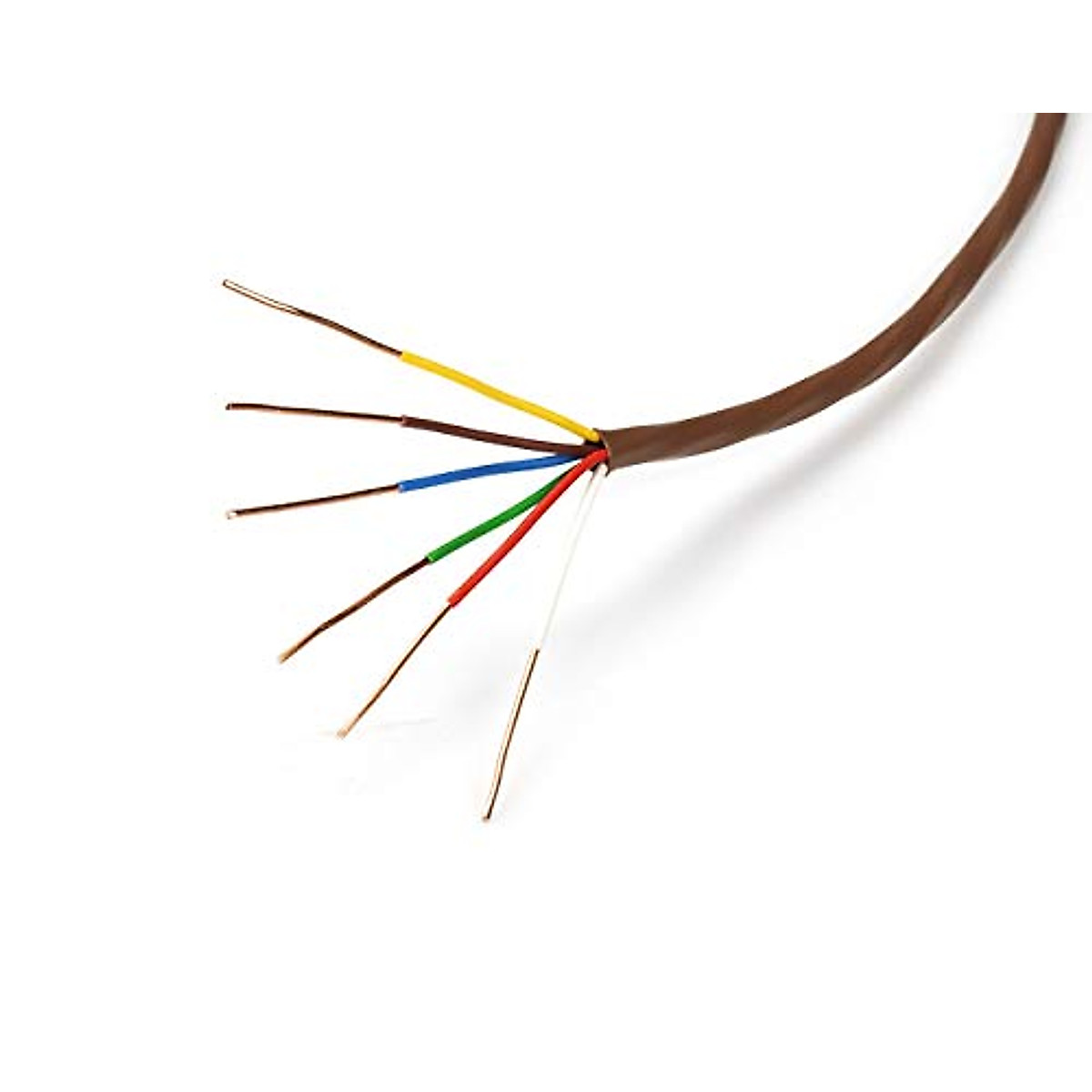 Thermostat Wire 18/6 - Brown - Solid Copper 18 Gauge, 6 Conductor - CL2 (UL Listed) CMR Riser Rated (CL3) - Residential, Commercial and Industrial Rated - 18-6, 50 Feet