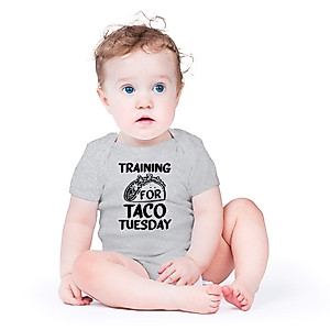 AW Fashions Training For Taco Tuesday Baby Bodysuit Funny Cute Romper Clothing for Newborn Boys & Girls (Newborn, Sports Grey)
