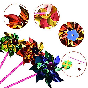 Lawn Pinwheels, Party Pinwheels Windmill Rainbow Pinwheel DIY Pinwheels Set for Kids Toy Garden Lawn Decor, 100 PCS