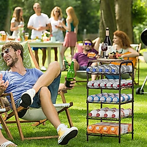 smusei Water Bottle Organizer 5 Tier Free Standing Water Bottle Holder Rack Large Capacity Bottled Water Storage Rack Metal Soda Can Beverage Drink Stand Shelf for Kitchen Pantry Office, Brown