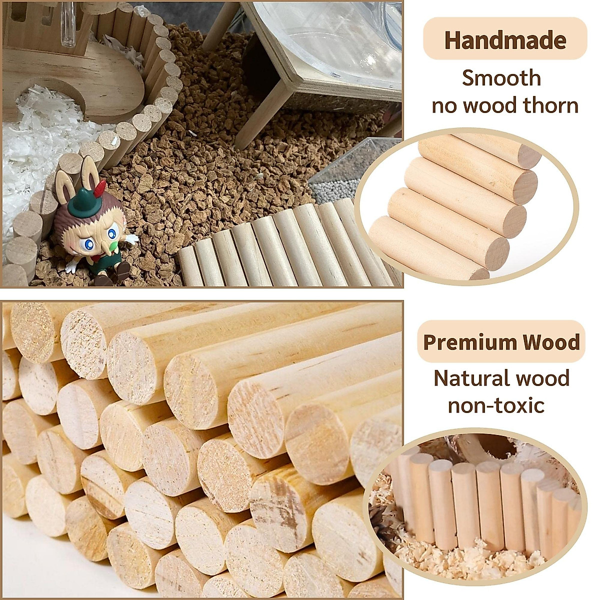 JanYoo Rat Toys Hamster Suspension Bridge Wooden Ladder Gerbil Sugar Glider Cage Accessories Small Animal Ramp Bendable