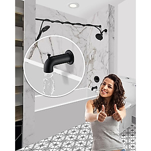 LOCALAND Slip-On Extra Long Tub Spout with Diverter, 1/2 Inch Slip Fit Connection,Matte Black