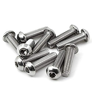 M8-1.25 x 40mm Button Head Socket Cap Screws, Stainless Steel 18-8, Allen Socket Drive, Full Thread, Machine Thread, Quantity 10