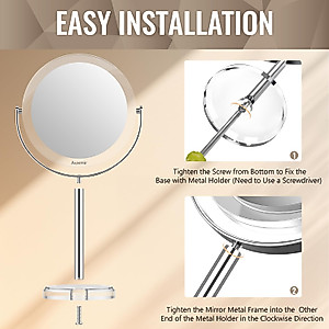 Auxmir 1X/ 30X Magnifying Mirror, Makeup Mirror with Tweezer, Double Sided Round Vanity Tabletop Mirror, 360° Rotation Portable for Dressing Table Desk Bathroom Bedroom Travel, Clear