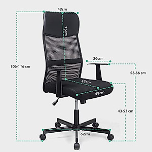 T-THREE.High Back Adjustable Office Chair Ergonomic Mesh Swivel Chair Office Chair Desk Chair Headrest and Lumbar Support Height Adjustable 360°Swivel Rocking Function Mesh Back Seat for Home Office