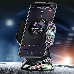 Bling Car Phone Holder, LYCARESUN 360°[Adjustable & Stable] Crystal Universal Phone Mount for Car, Windshield Dashboard Air Vent Car Stand Phone Holder, Car Accessories for Women and Girl (Colorful)…
