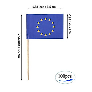 JBCD European Union Toothpick Flag EU Mini Small Cupcake Topper Flags (100 pcs)