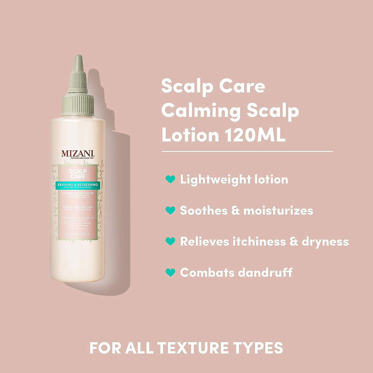 Mizani Scalp Care Calming Scalp Lotion |Dandruff Treatment | Nourishes & Soothes Scalp | For Curly Hair | 4 Fl Oz
