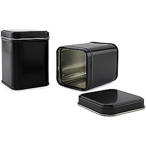 Cornucopia Square Black Metal Tins (6-Pack); for Tea, Gift Boxes, and Storage, 3-Inch Tall, 1-Cup Capacity